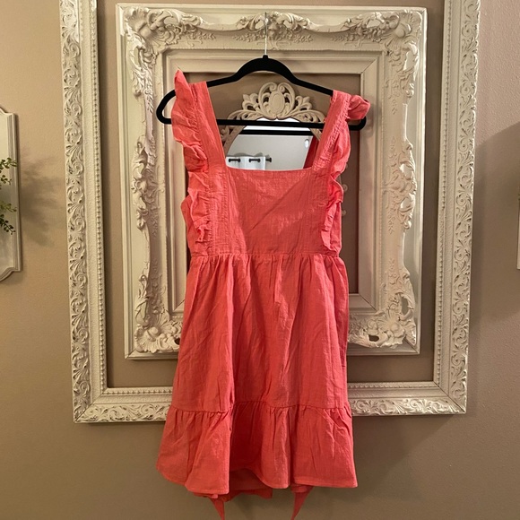 Dresses | Nwt Pink Ruffled Dress With Tie In The Back | Poshmark